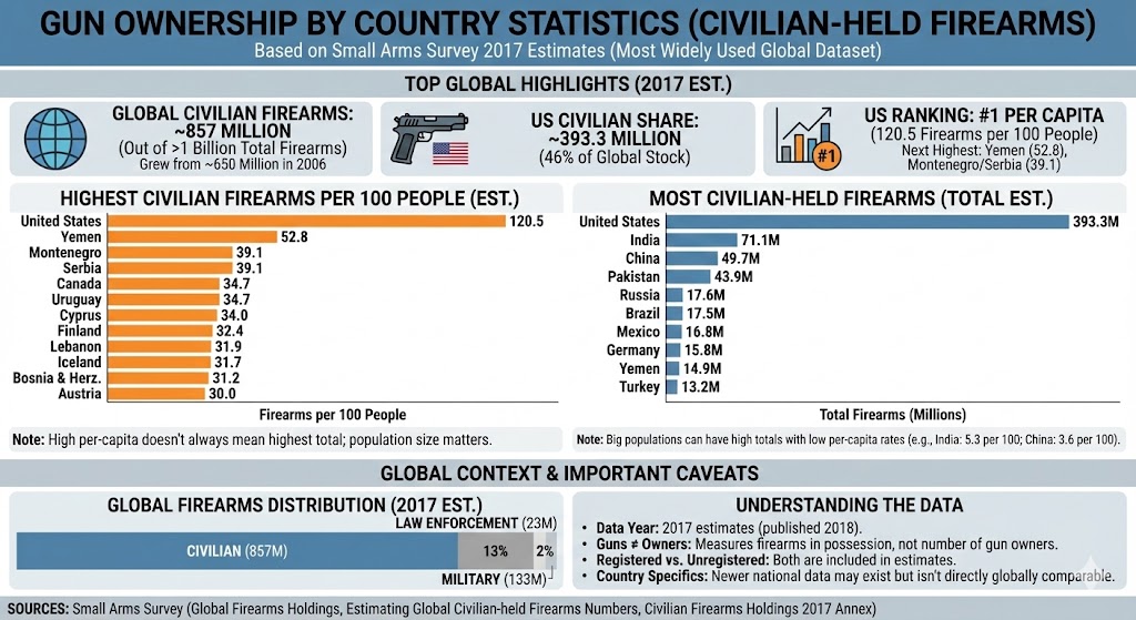 Gun Ownership by Country Statistics - gunsnfreedom.com